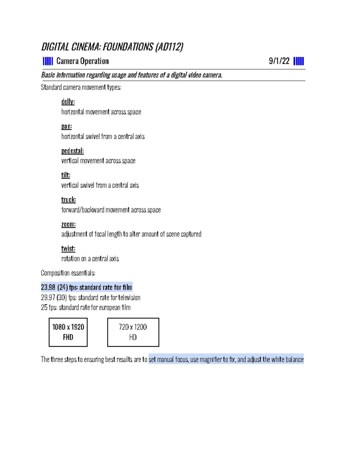 AD112 Andrew Gingerich Fall 2022 - DIGITAL CINEMA: FOUNDATIONS (AD112 ...