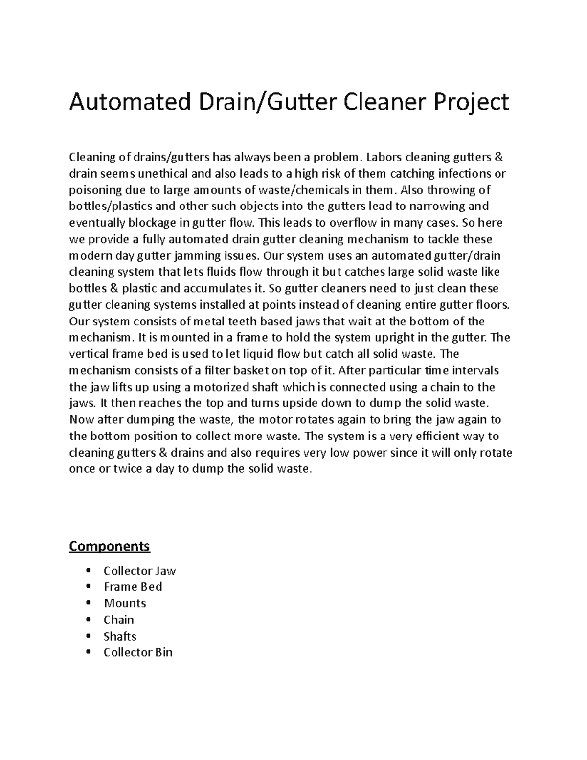 Mec20 - For Thesis Purpose - Automated Drain/Gutter Cleaner Project ...