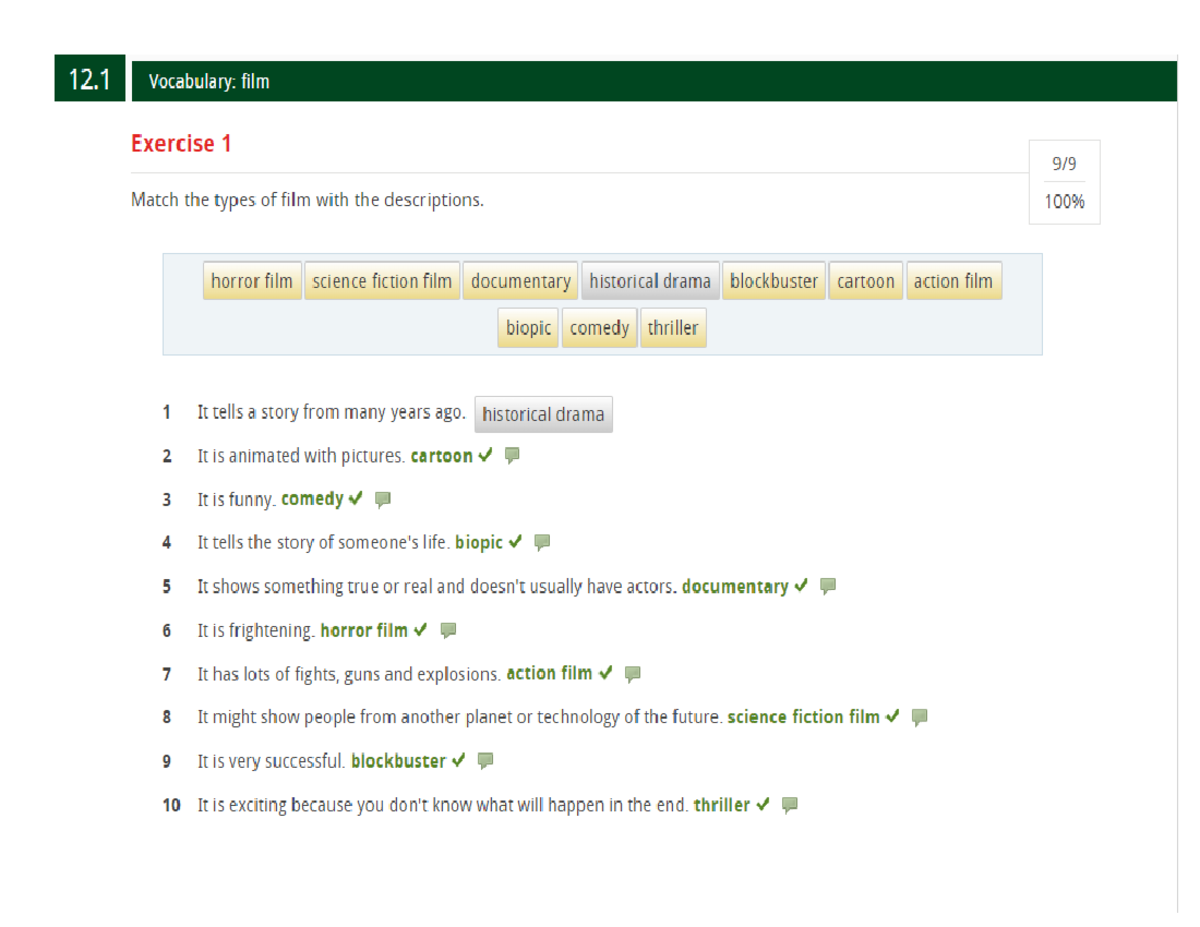 Myenglishlab Unit 12 - 12 Vocabulary: film Exercise 1 Match the types ...