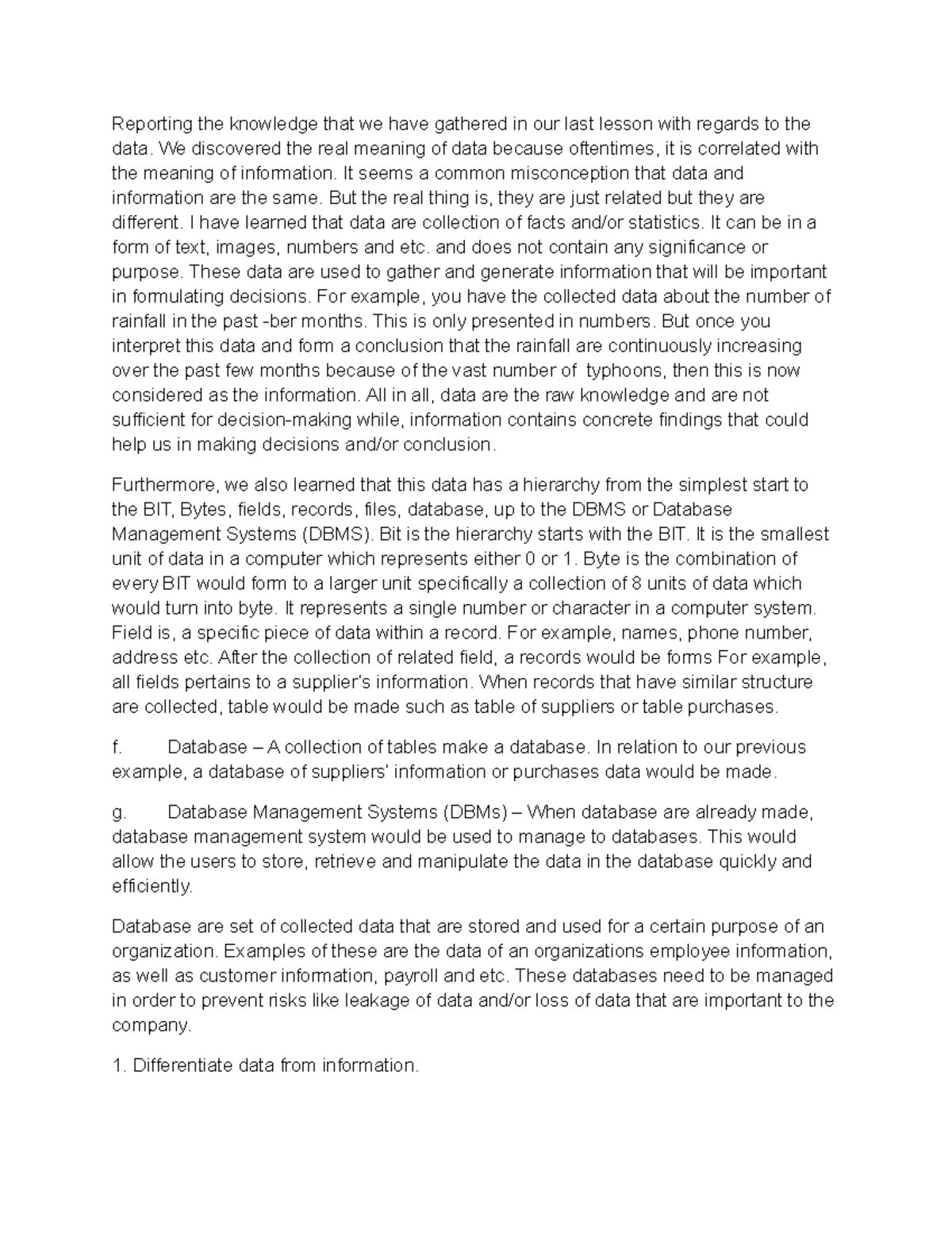 DBMS - brief explanation about DBMS - Reporting the knowledge that we ...