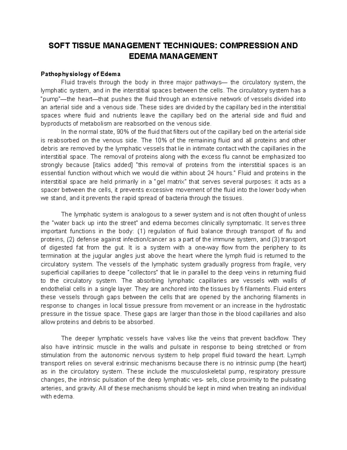 SOFT Tissue Management Techniques - Compression AND Edema Management ...