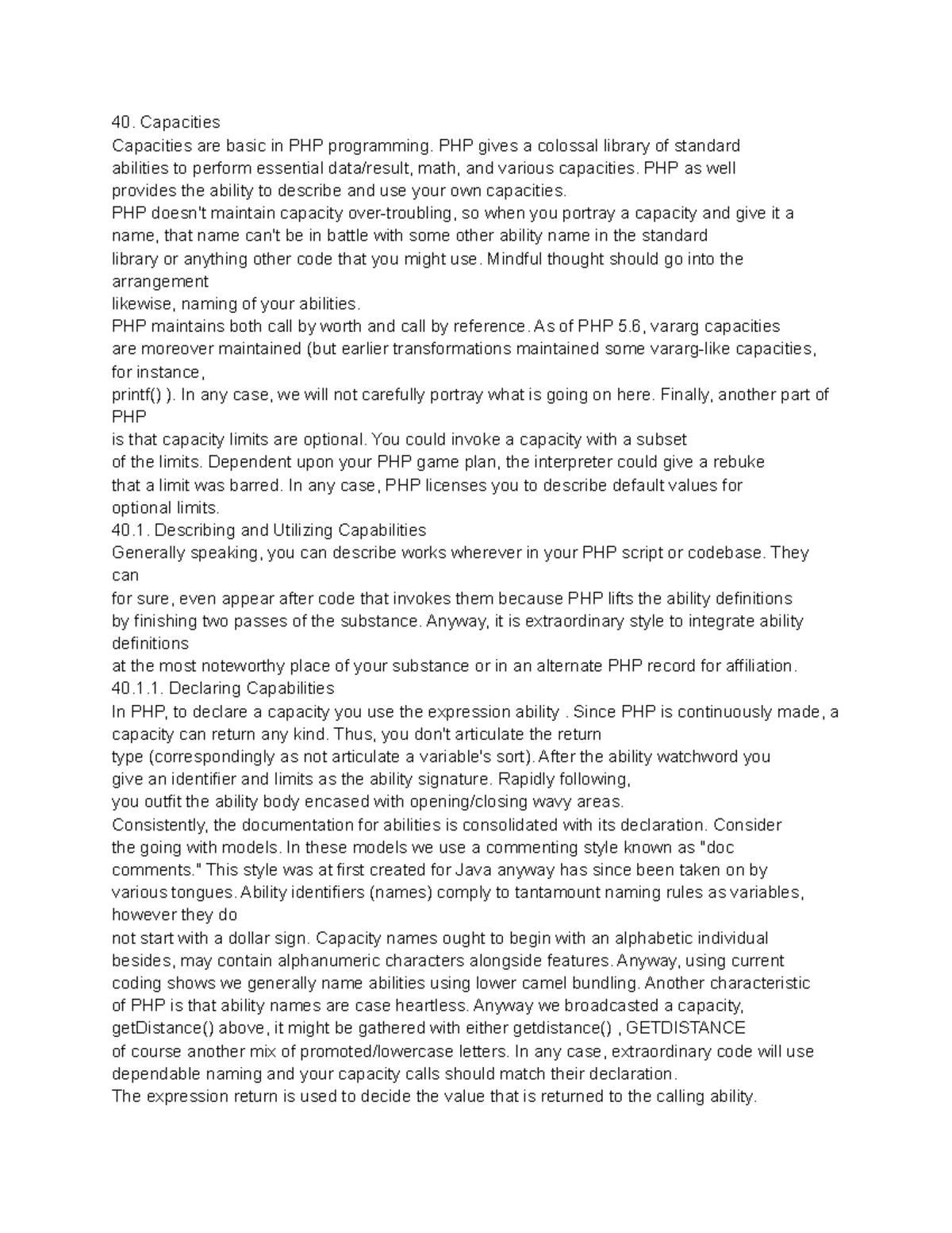 Intro To Computer Science Chpt 40 Notes Capacities Capacities Are Basic In Php Programming