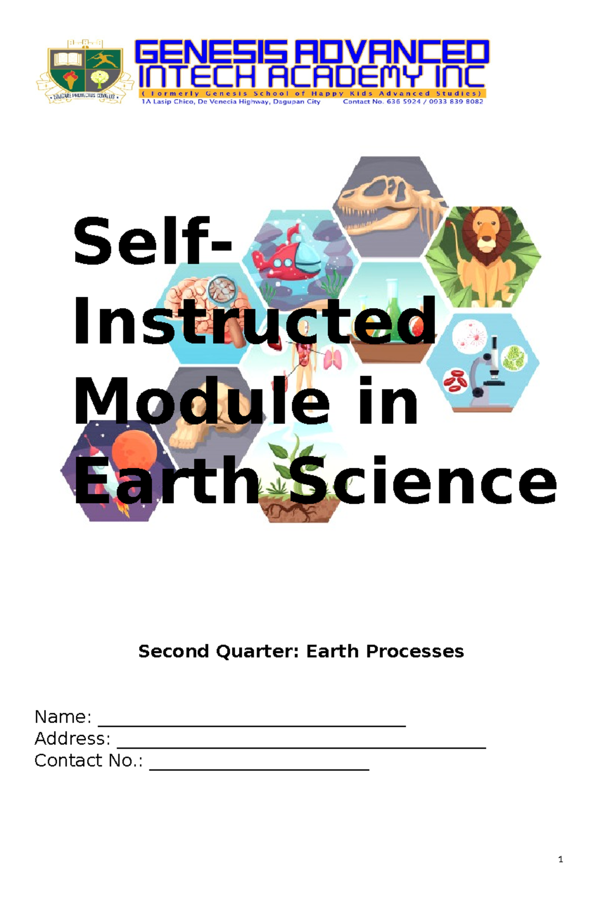Q2 Earth Science 1 5(Copy) - Self- Instructed Module in Earth Science ...