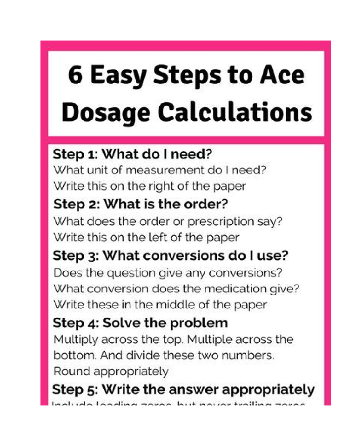 Steps to ace Dosage Calculations - NUS 110 - Studocu