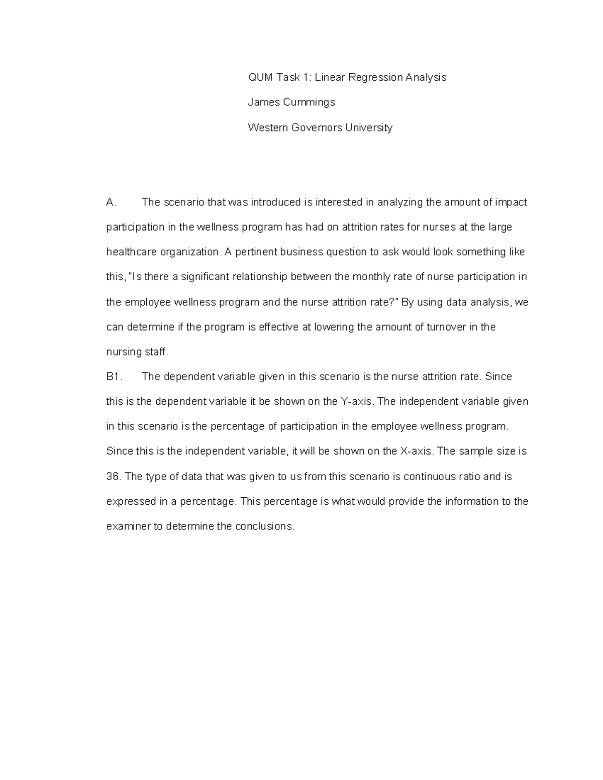 Qum Task 1 Linear Regression Analysis Jac2 Qum Task 1 Linear Regression Analysis James