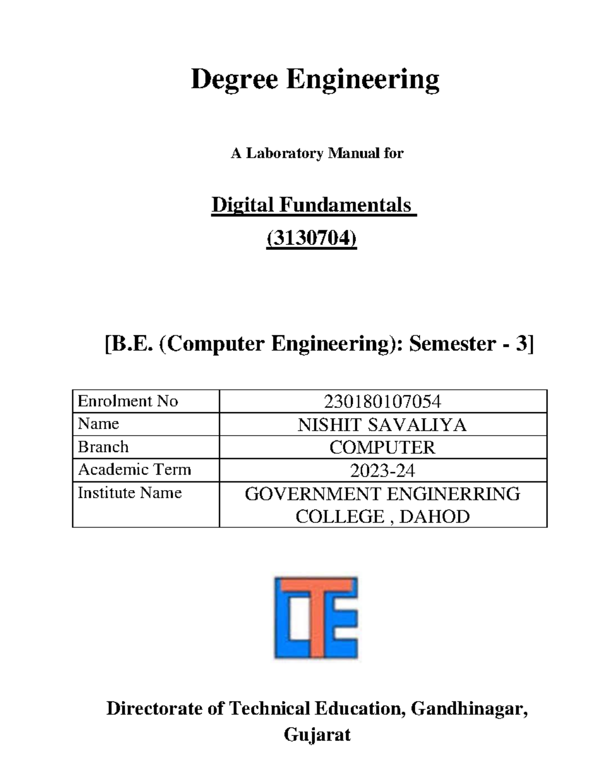 Digital fundamental Lab manual - Degree Engineering A Laboratory Manual ...