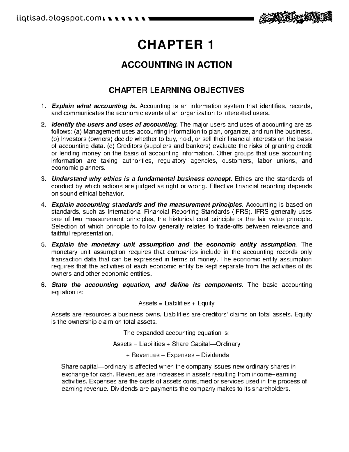 Chapter 1 Accounting IN Action Chapter Lczf - CHAPTER 1 ACCOUNTING IN ACTION CHAPTER LEARNING ...