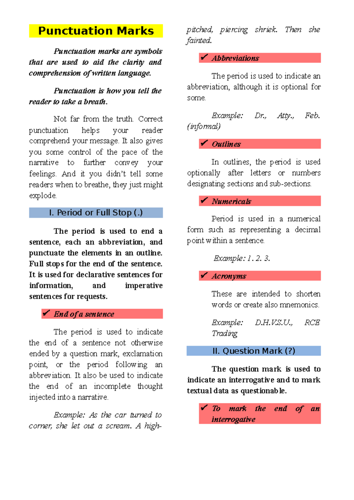 Punctuation Marks - This includes rules in grammar, coherence, and ...