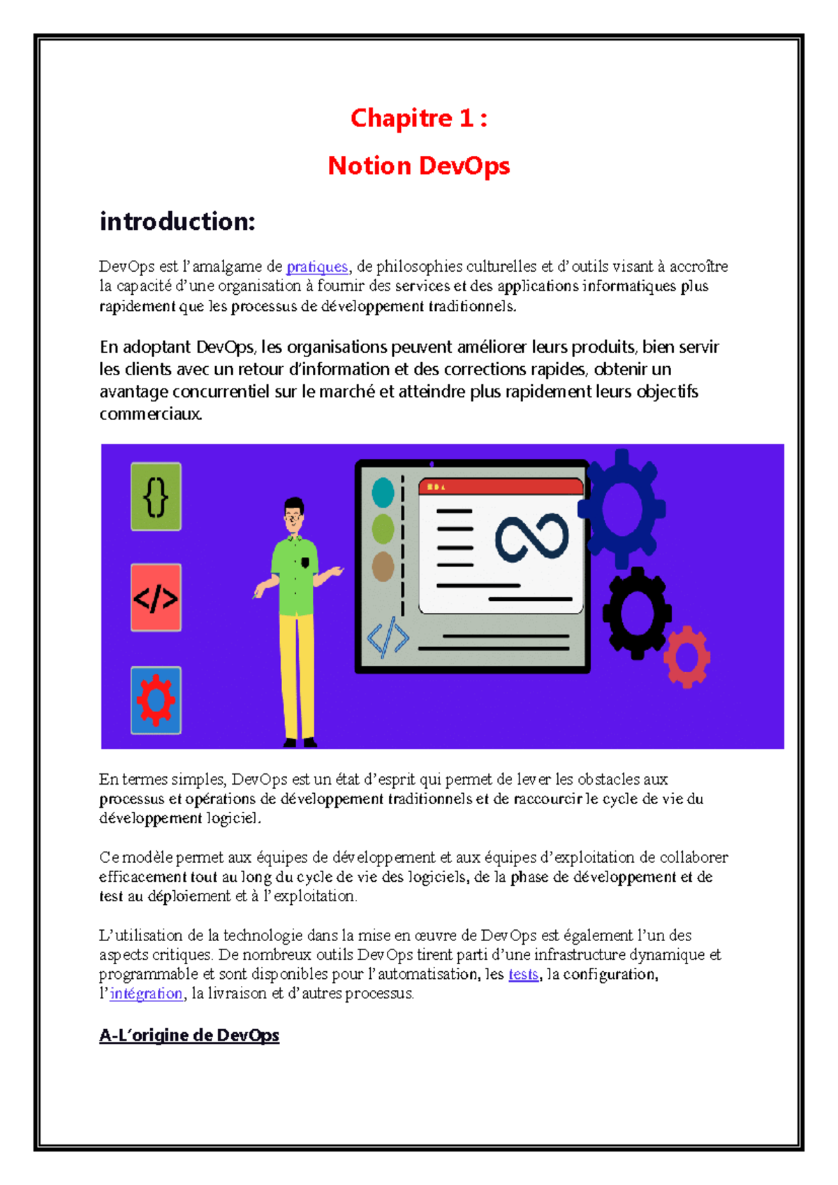 Chapitre-1 - sqdfgtyuiopôiuyt - Chapitre 1 : Notion DevOps introduction: DevOps est l’amalgame ...
