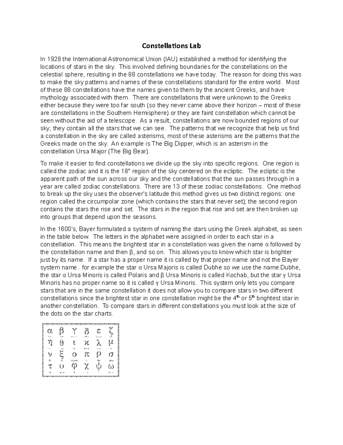 Constellations Lab and helpful for the labwork - Constellations Lab In ...