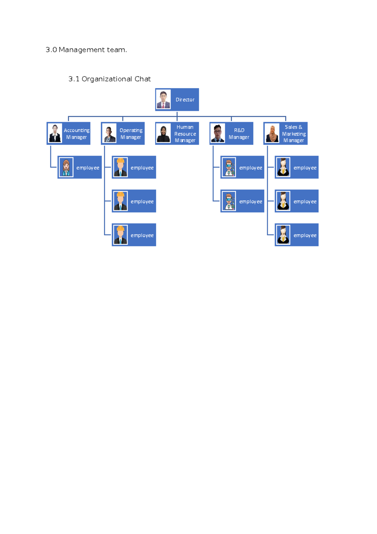 Example of 3 - 3 Management team. 3 Organizational Chat Director ...