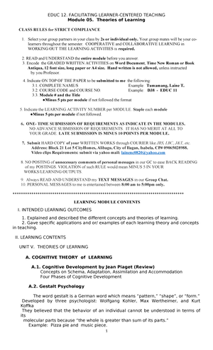 MOD 2 - ACT 6 - An activity in Module 2 - Course Code & No: D48 – EDUC ...