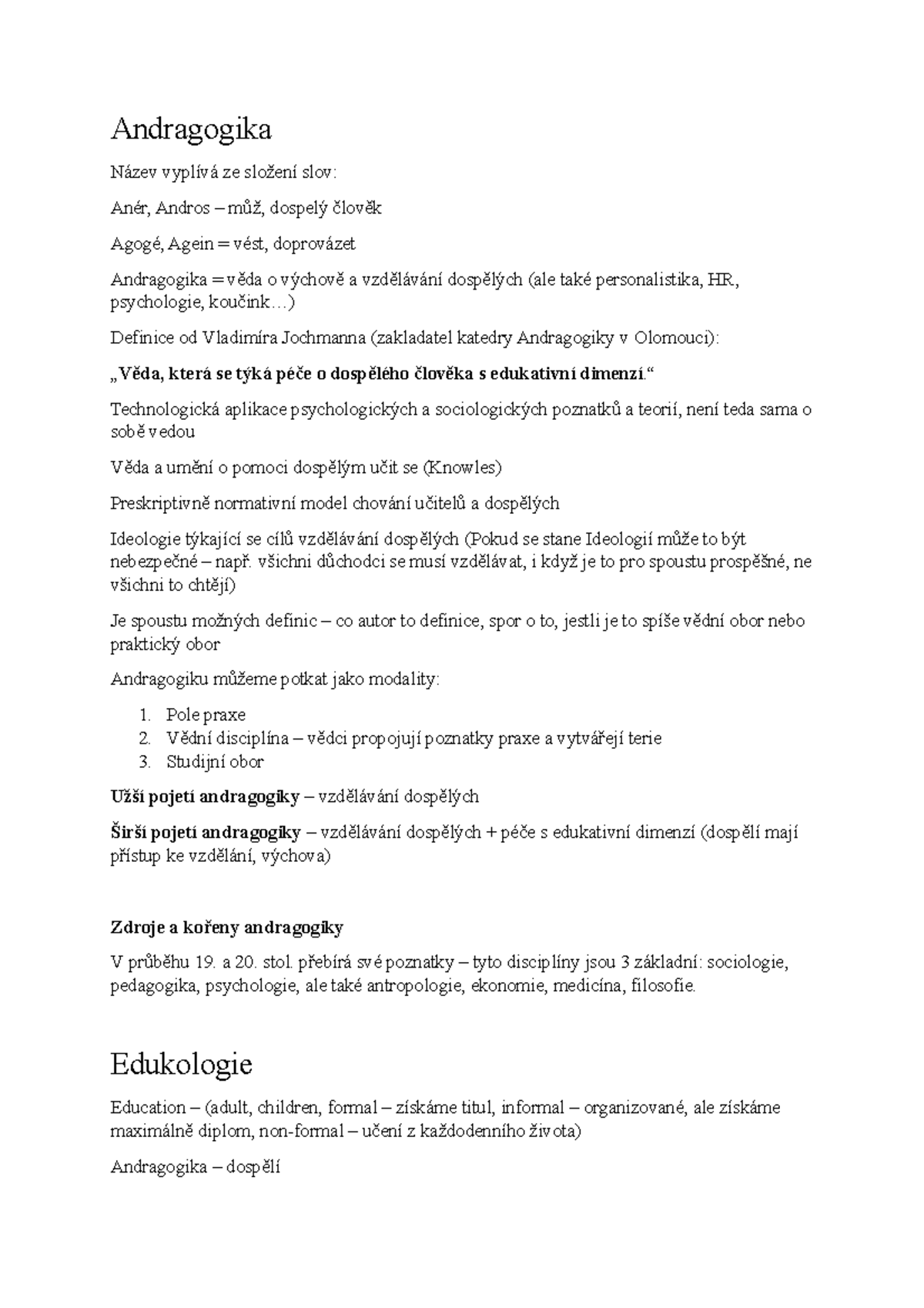Úvod do andragogiky - aaa - Andragogika Název vyplívá ze složení slov ...
