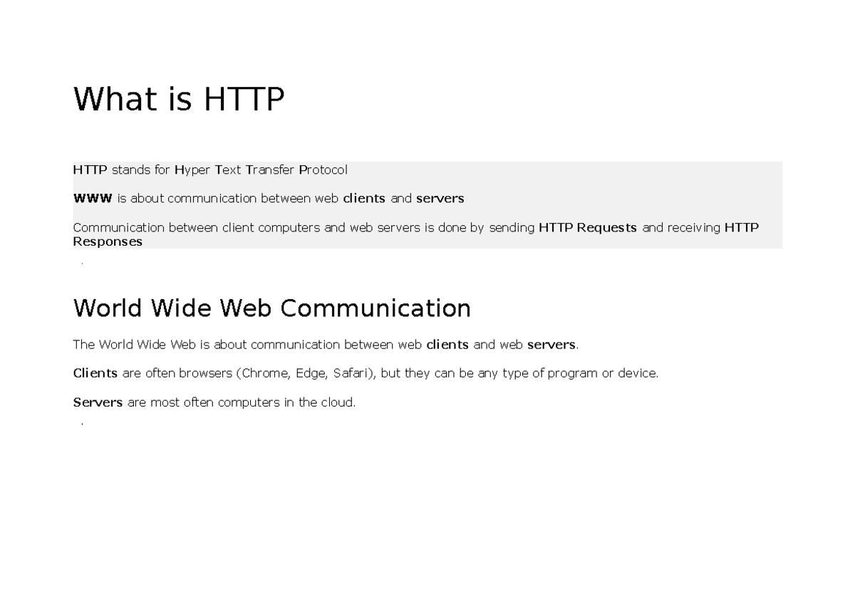 What is htttp - computer science - Computer Programming 1 Lab - Studocu