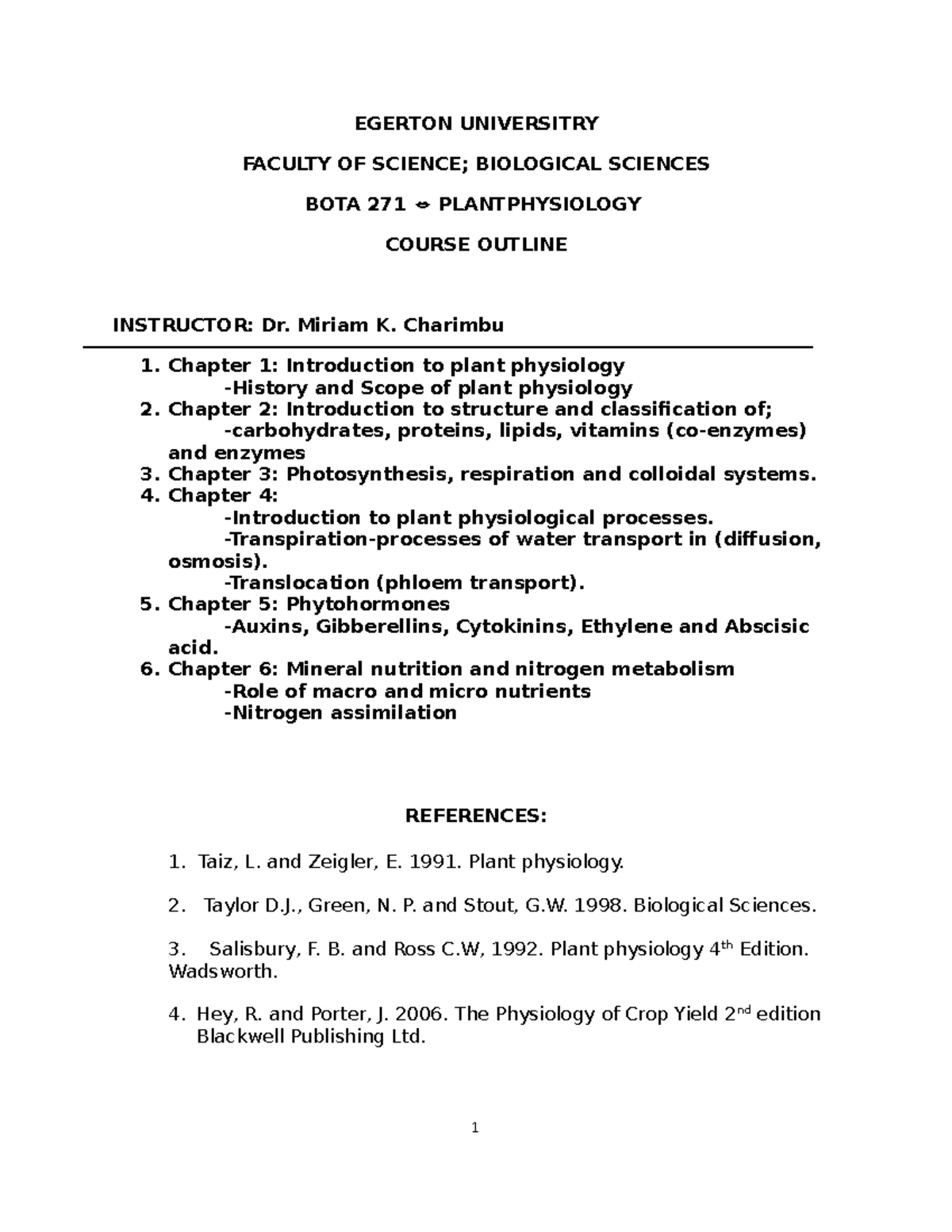 Bota 271 Plant physiology april 2017-1 - EGERTON UNIVERSITRY FACULTY OF ...