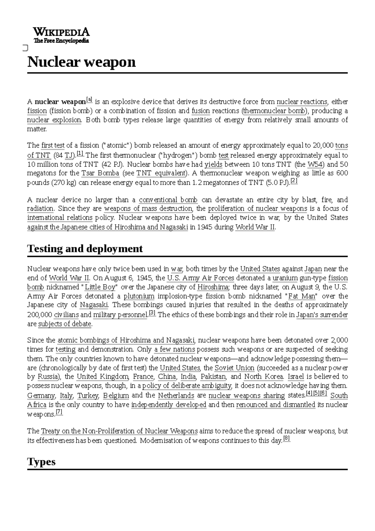 Nuclear weapon - general awareness - Nuclear weapon A nuclear weapon[a ...