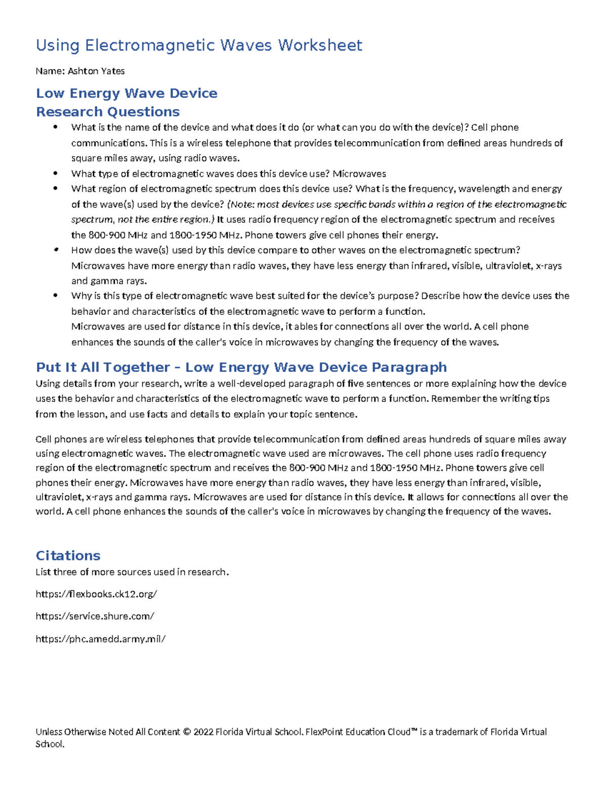 Using em waves - assignment - Using Electromagnetic Waves Worksheet ...