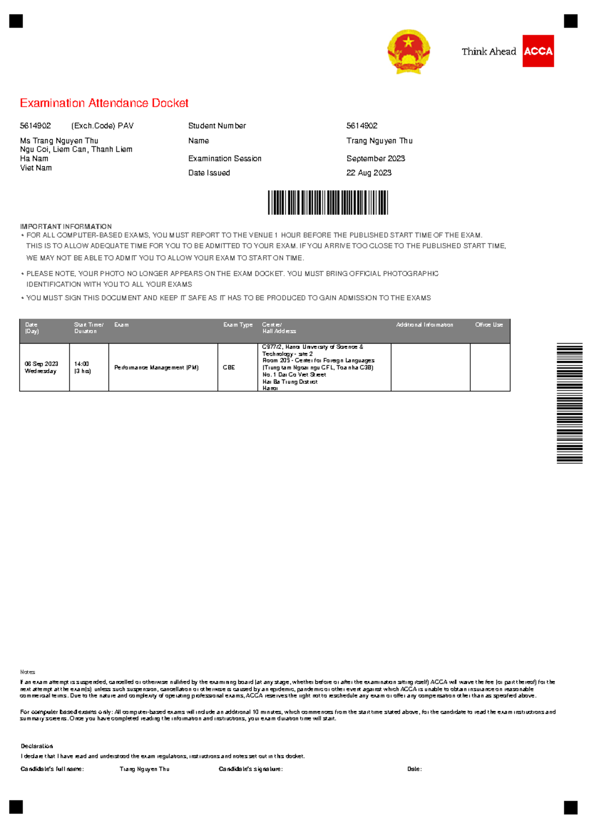 Docket Report - sdclsjkcka,cacdcwc - Examination Attendance Docket ...