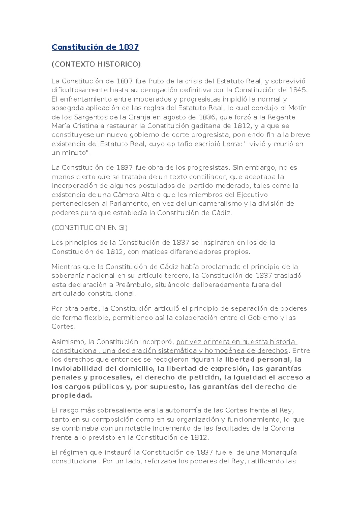 Constitución de 1837 - El enfrentamiento entre moderados y progresistas ...