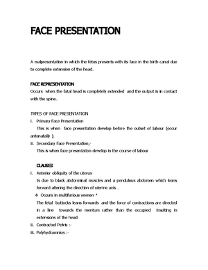 Face Presentation Mentum Posterior