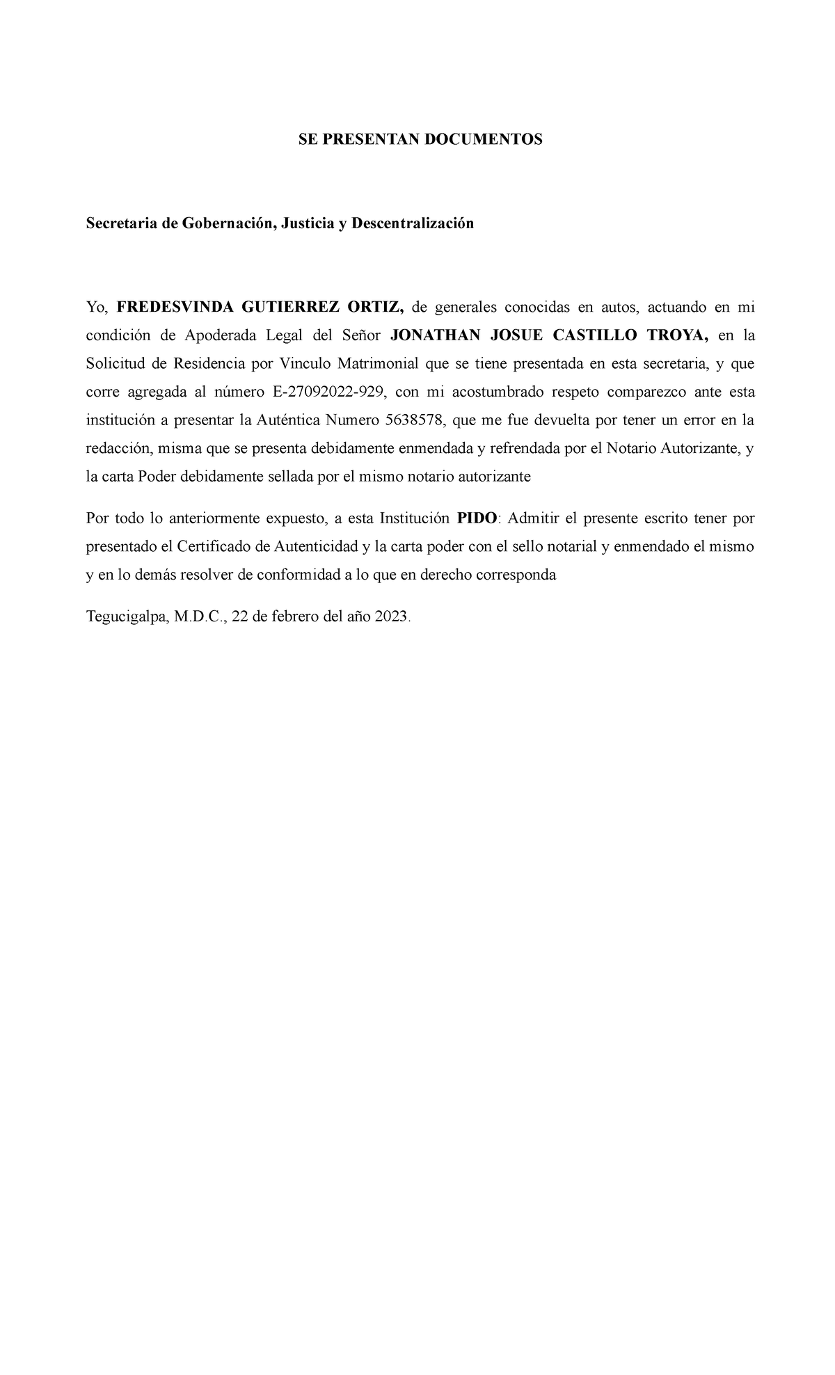 Formato escrito revocatoria de poder y conferimiento poder a nuevo ...