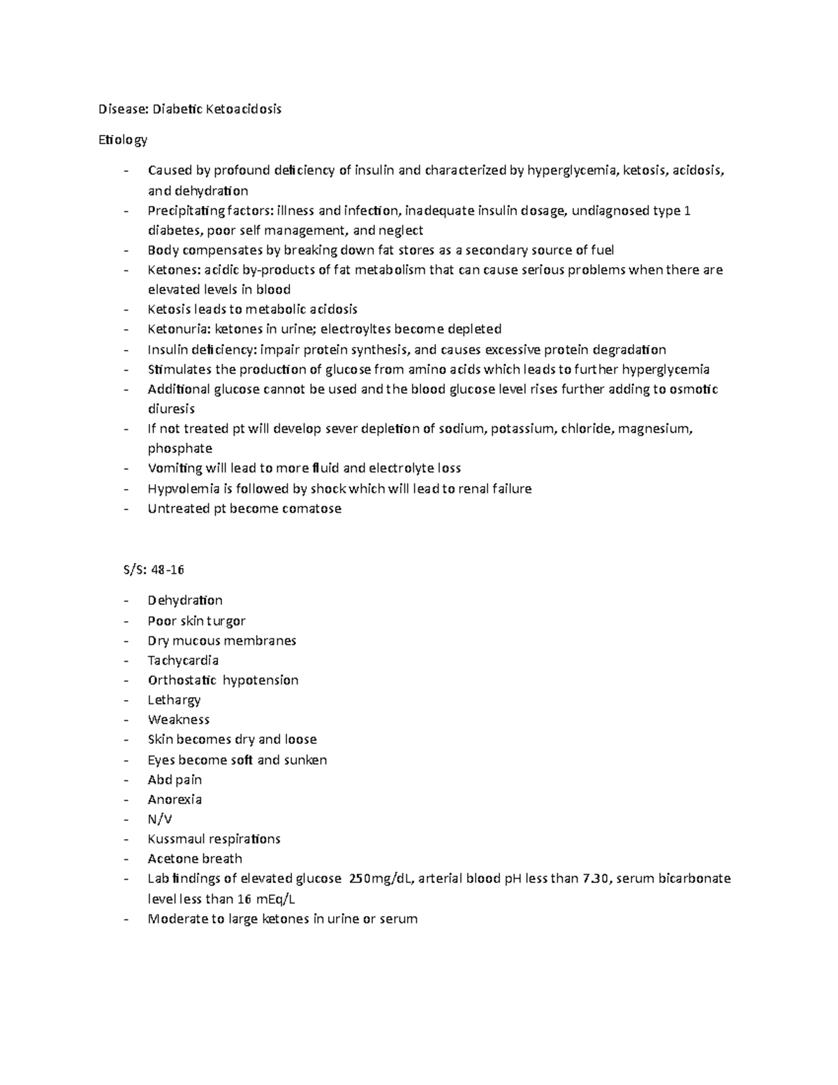 DKA concept map - 10th ed - Disease: Diabetic Ketoacidosis Etiology ...