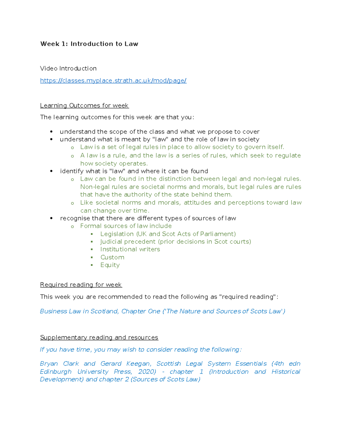 Week 1 Introduction to Law - Week 1: Introduction to Law Video ...