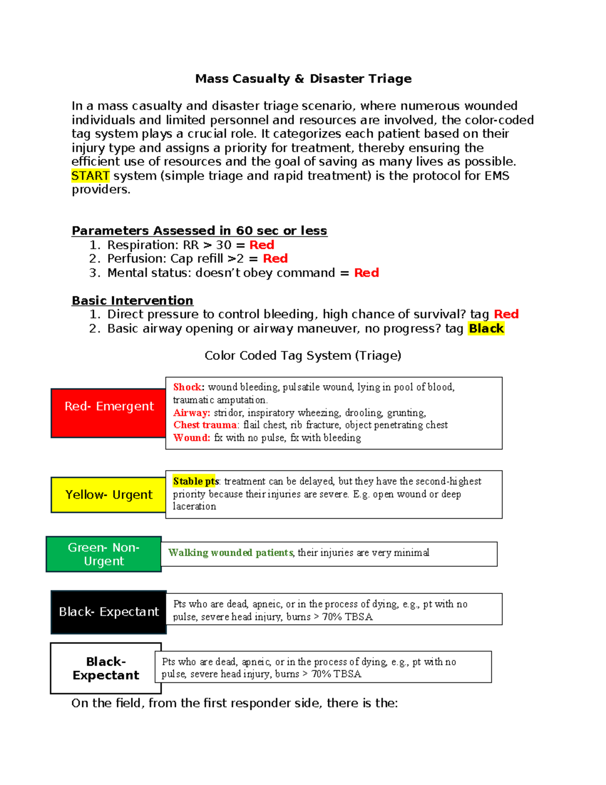 Mass Casualty - Emergency Nursing - Mass Casualty & Disaster Triage In ...