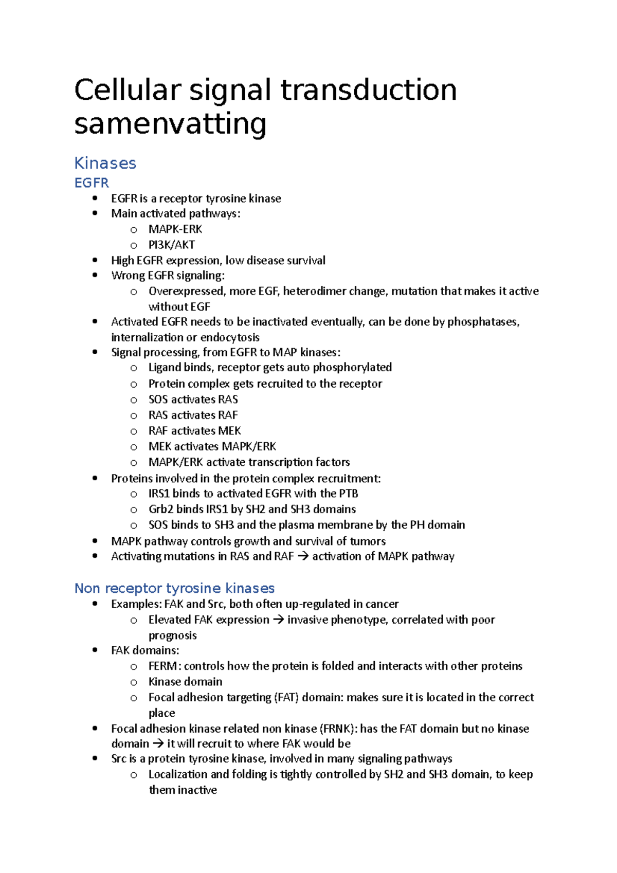 Cellular signal transduction samenvatting - Cellular signal ...
