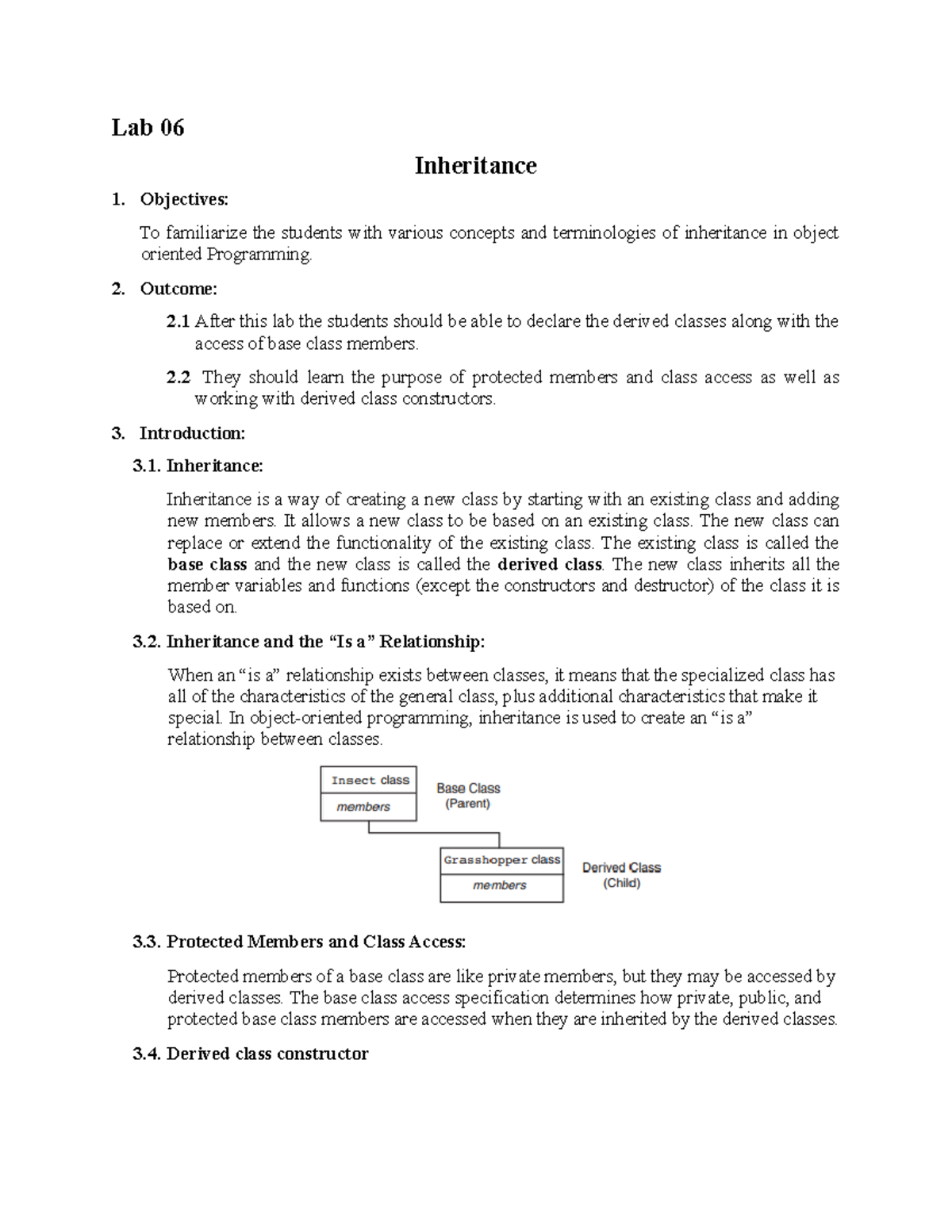 Lab 06 - Lecture notes 23 - Lab 06 Inheritance 1. Objectives: To ...