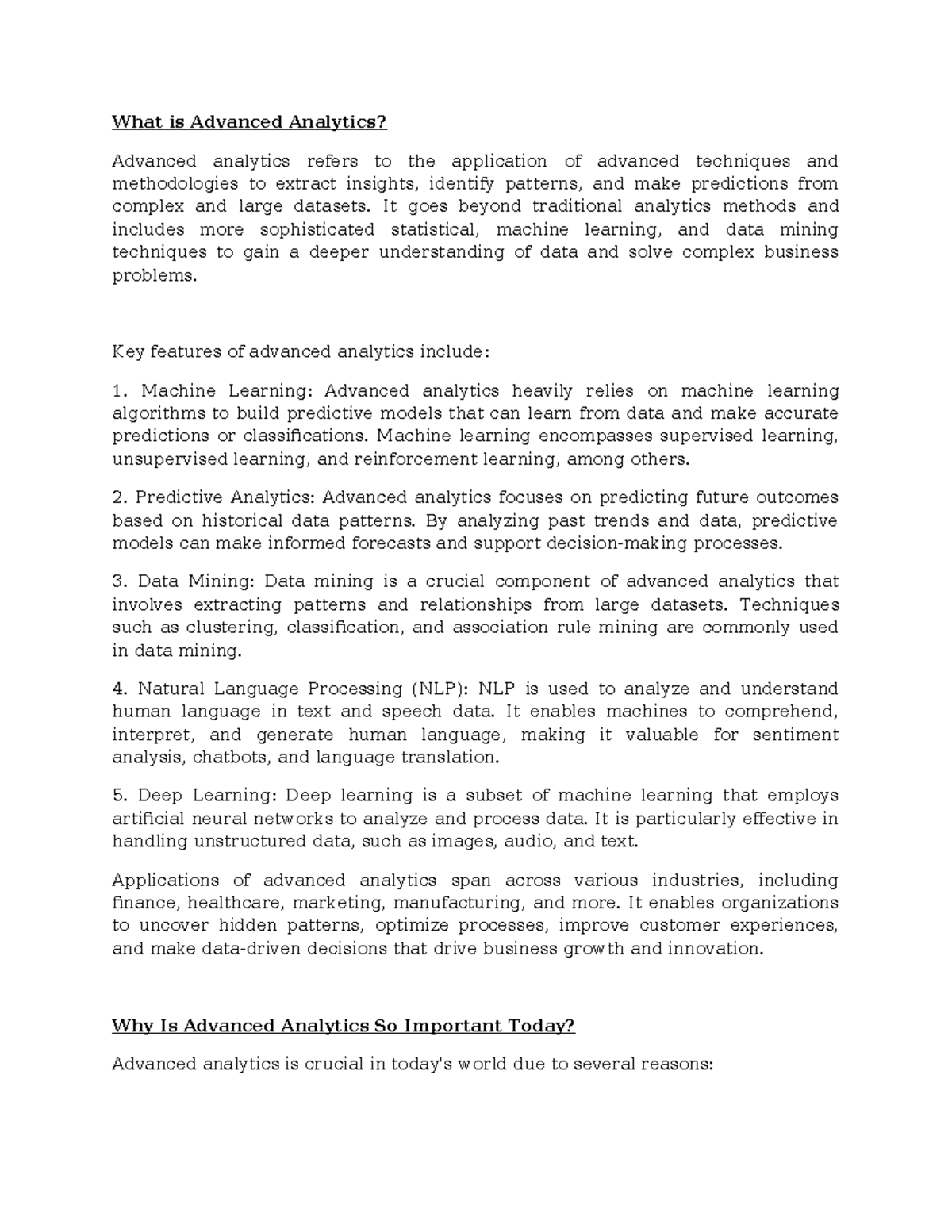 Introduction to Advanced Analytics - What is Advanced Analytics ...