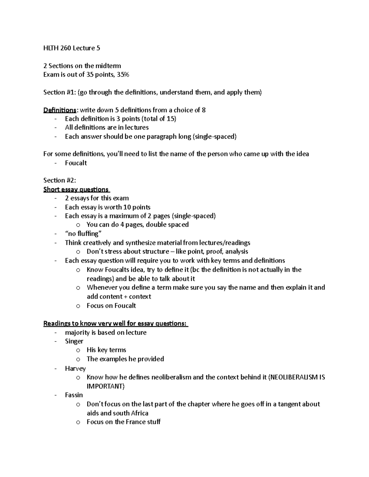 HLTH 260 Lecture 5 - Prof: Mark Dolson - HLTH 260 Lecture 5 2 Sections ...