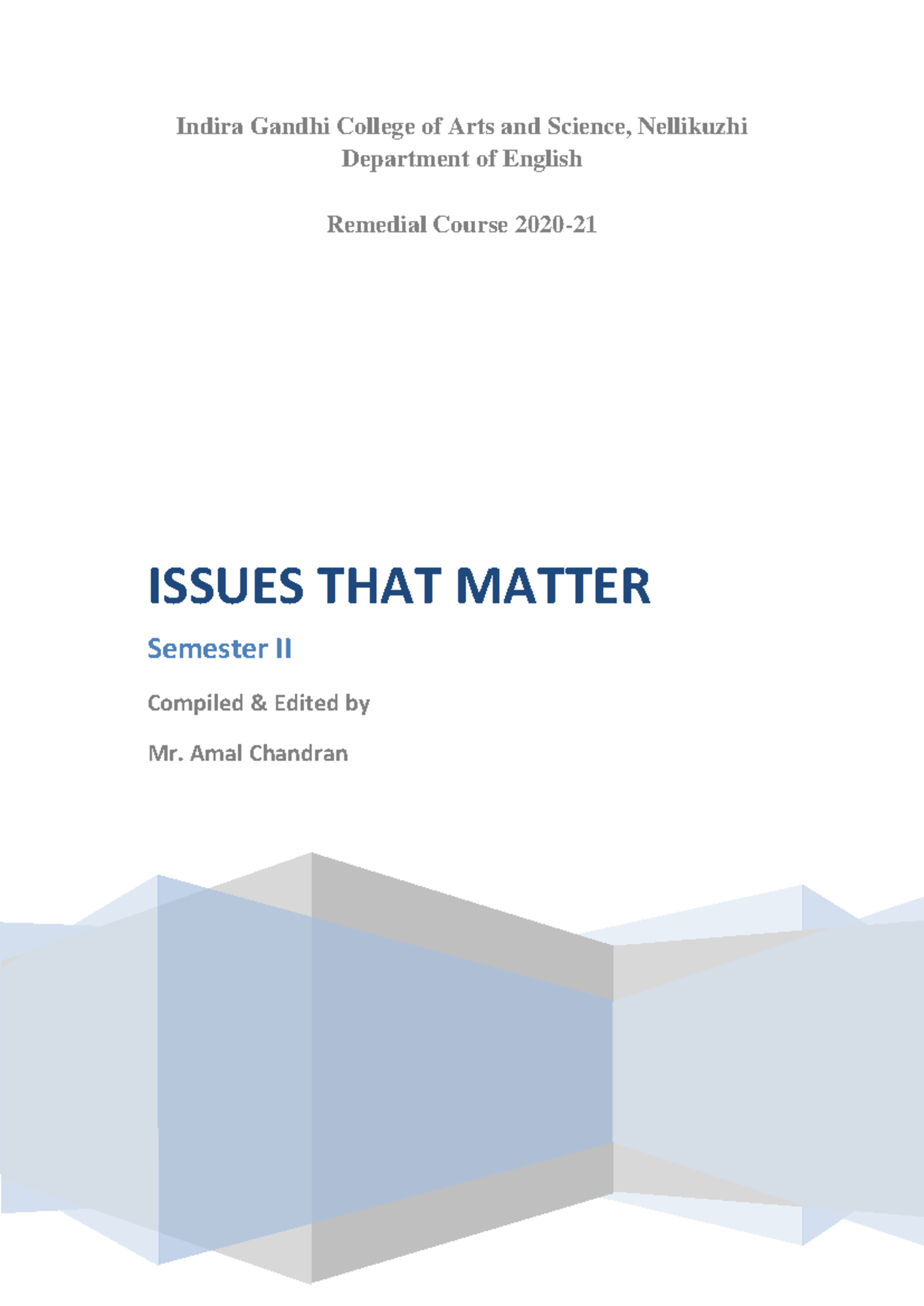 Issues THAT Matter - Notes - Indira Gandhi College of Arts and Science ...