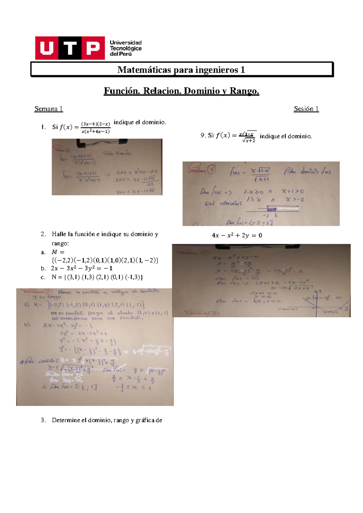 S01.s1 - Resolver Ejercicios - Función. Relacion. Dominio y Rango. - 2 Función. Relacion ...