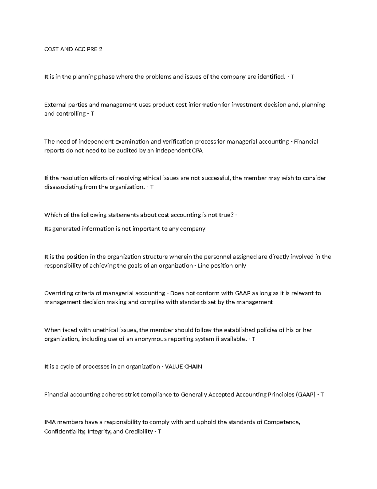 COST AND ACC PRE 2 - FOR LECTURE ONLY - COST AND ACC PRE 2 It is in the ...