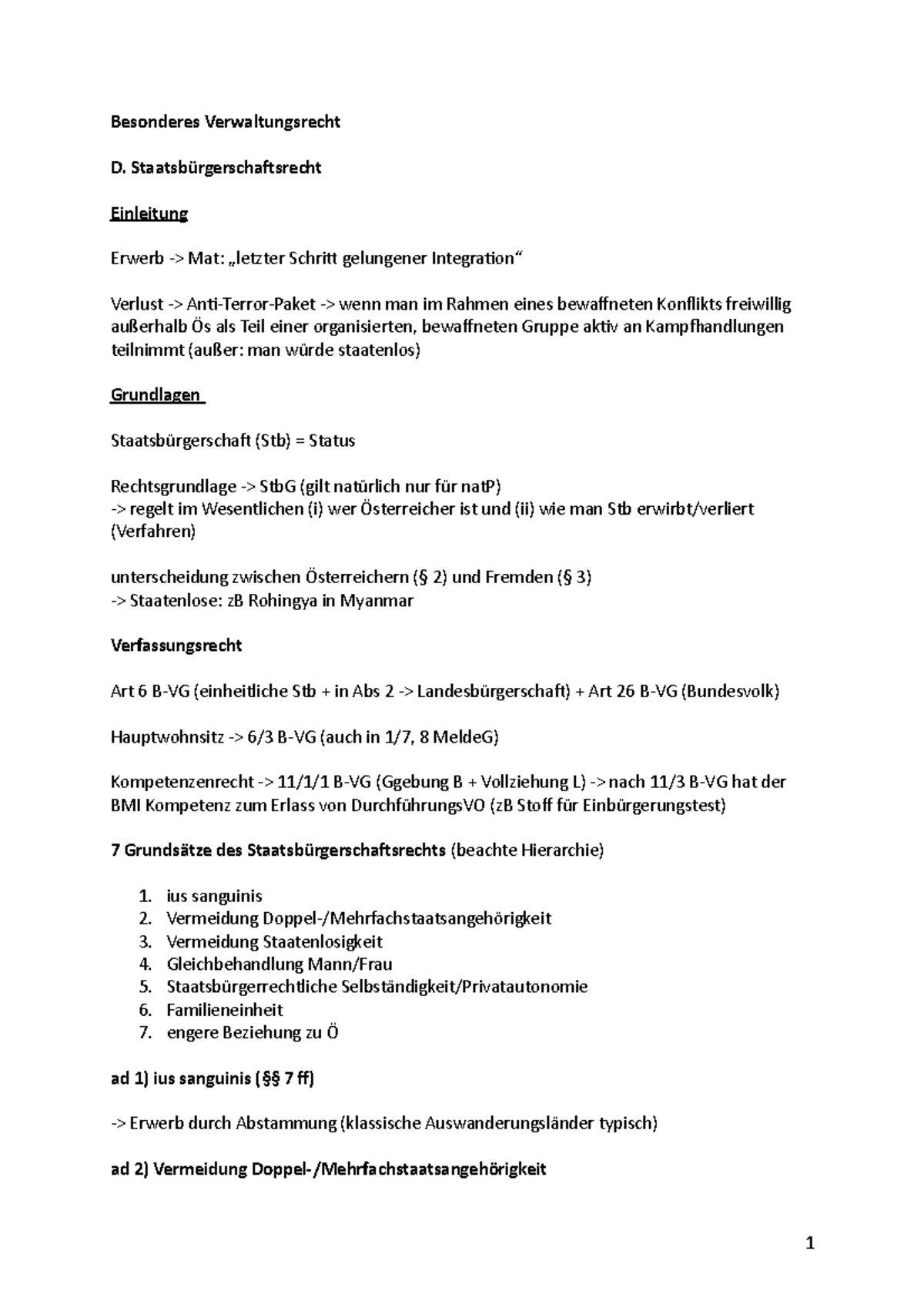 Stb G - StbG Zusammenfassung Aigner - Besonderes Verwaltungsrecht D ...