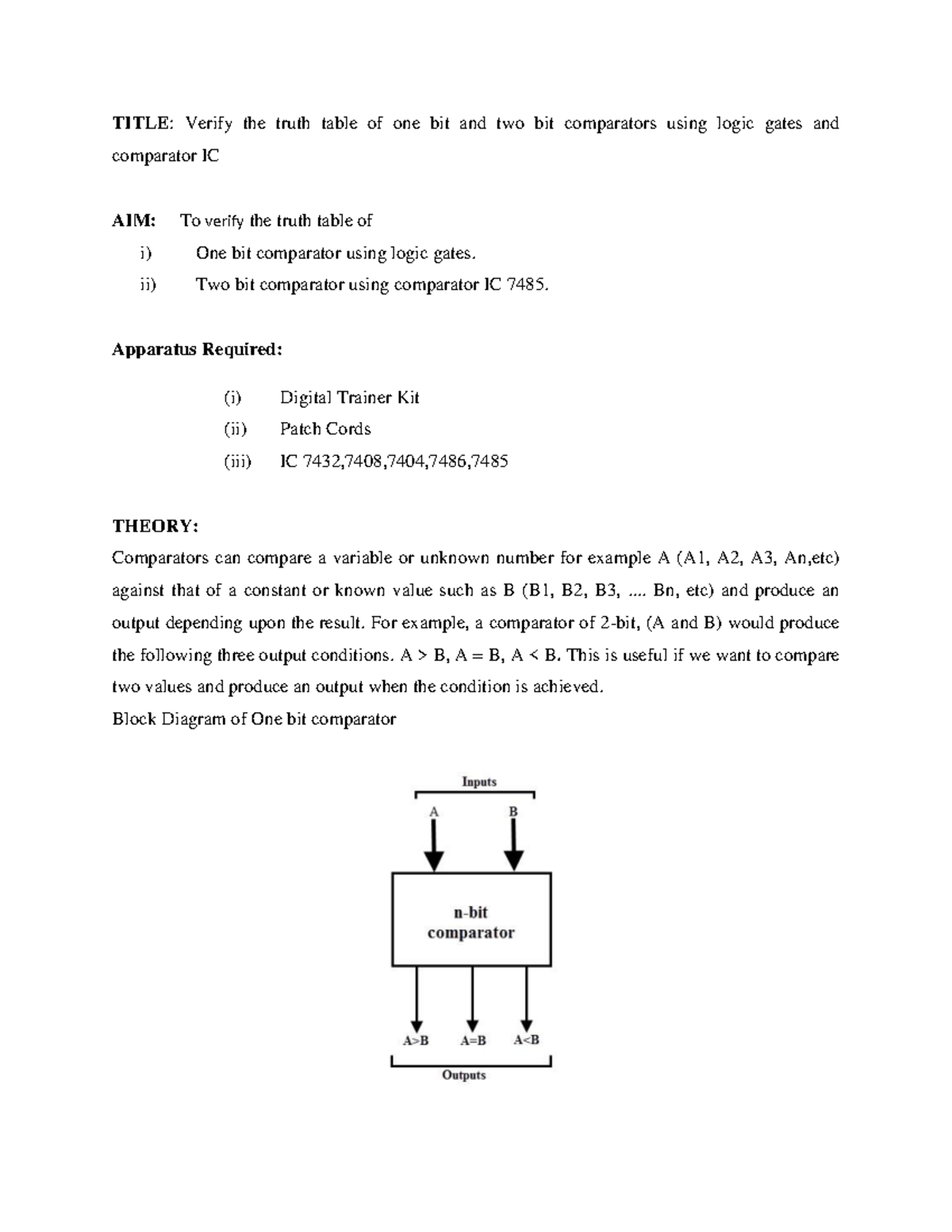 4 - bfiufuhoisn - TITLE: Verify the truth table of one bit and two bit ...
