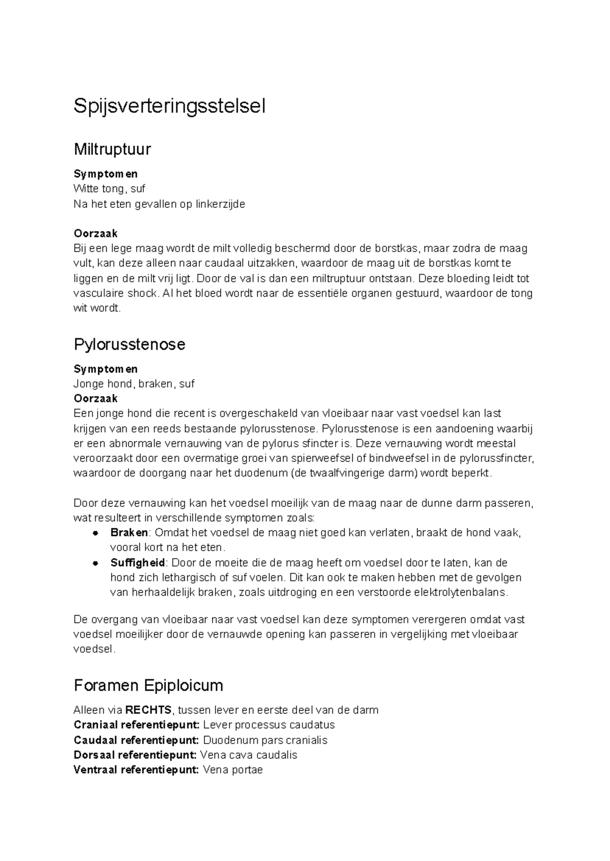 Ziektebeelden uitgewerkt - Spijsverteringsstelsel Miltruptuur Symptomen ...