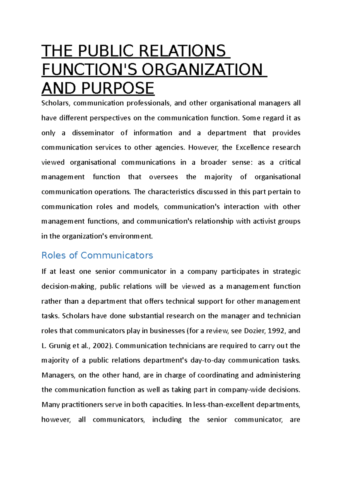 THE Public Relations Function - THE PUBLIC RELATIONS FUNCTION'S ...