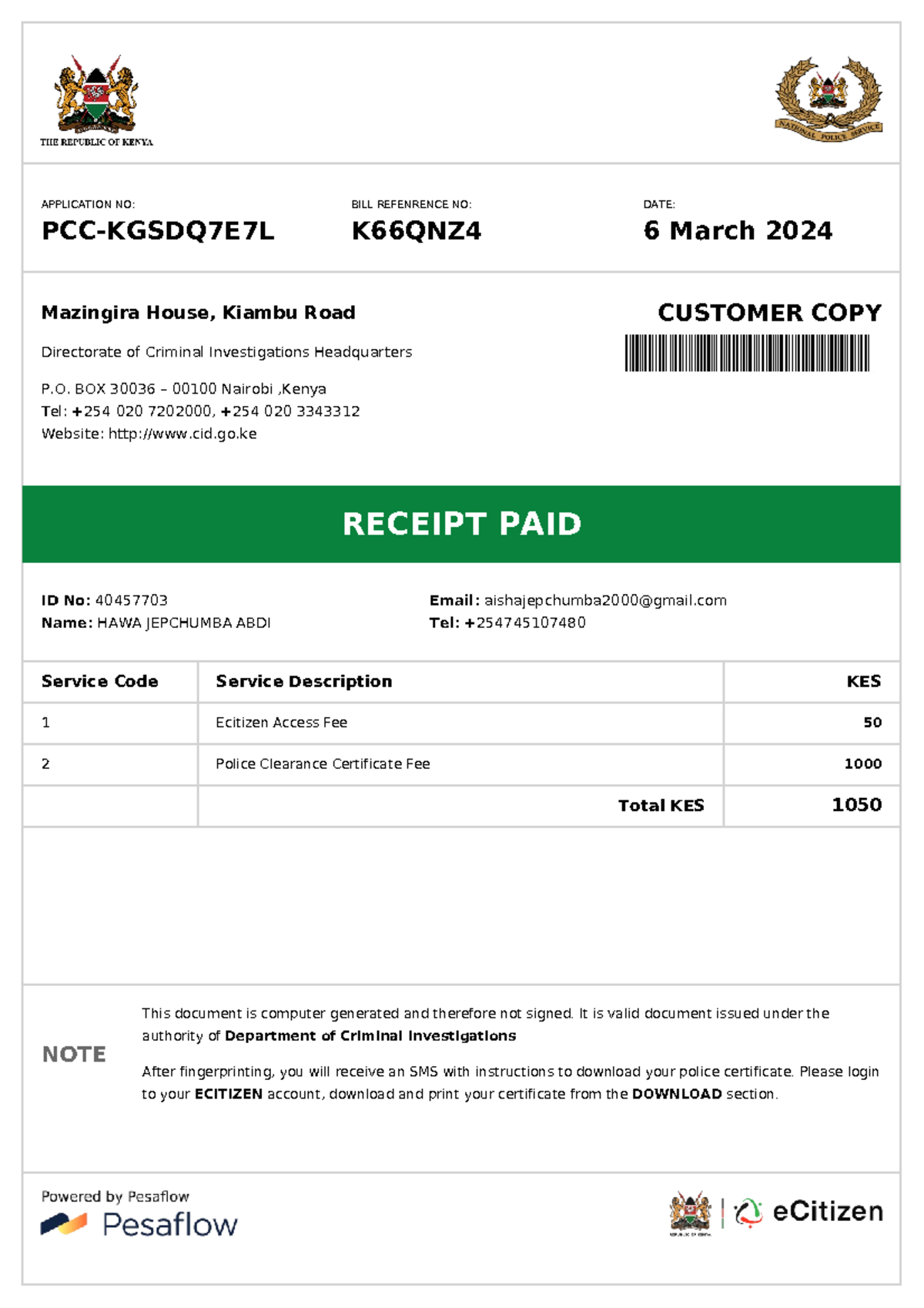 PCC- Kgsdq 7E7L-DCI Receipt 240306 181754 - APPLICATION NO: PCC ...