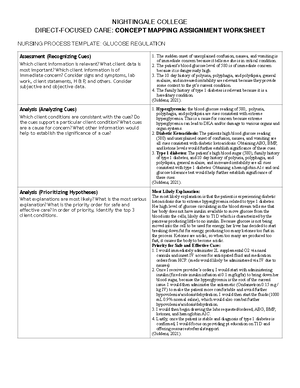 BSN 366 Concept Map Assignment 1 - NIGHTINGALE COLLEGE DIRECT-FOCUSED ...