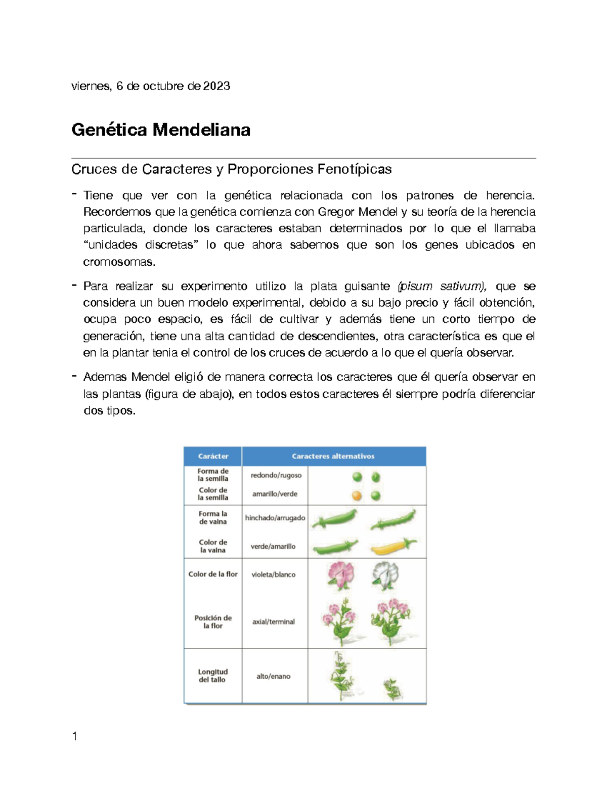 2 Genética Mendeliana PDF - viernes, 6 de octubre de 2023 Genética ...