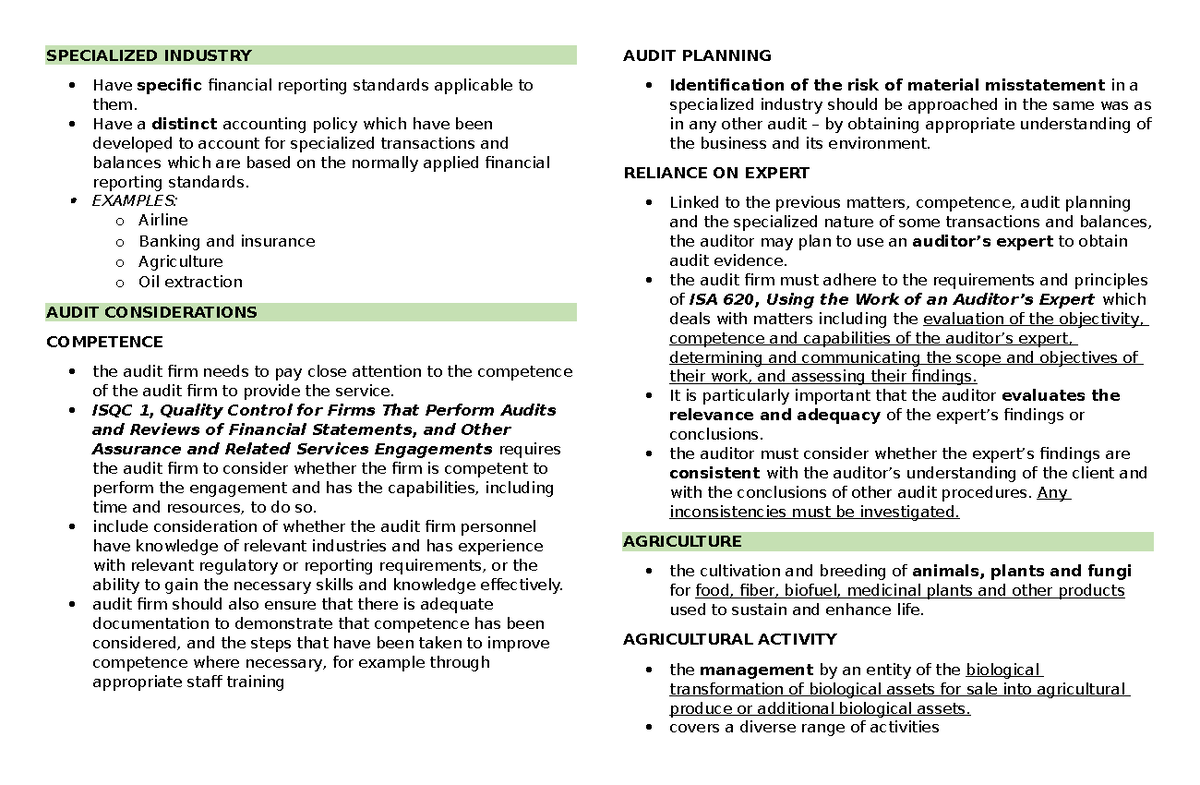 ACCTG 026 Prelim EXAM Coverage - SPECIALIZED INDUSTRY Have specific ...