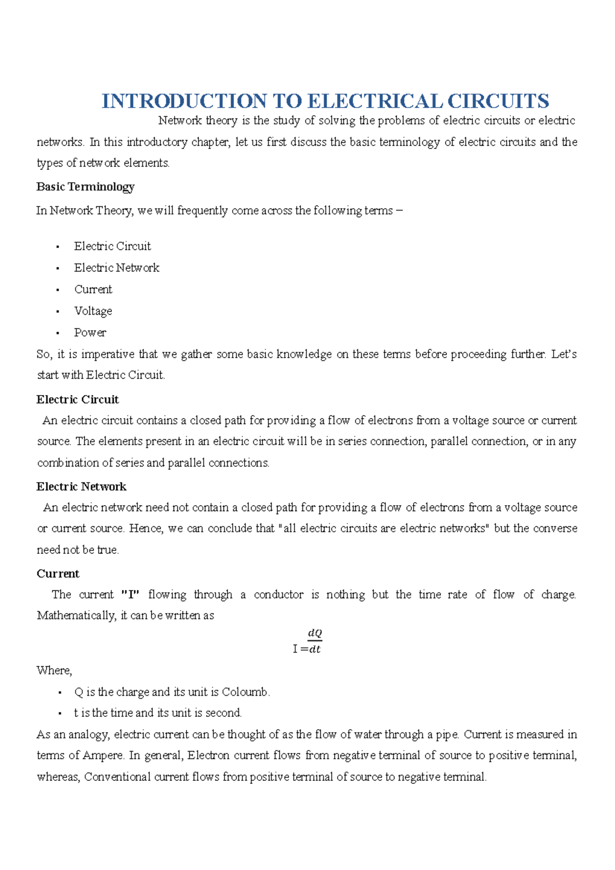 Basic Electrical AND Electronics Engineering - INTRODUCTION TO ...