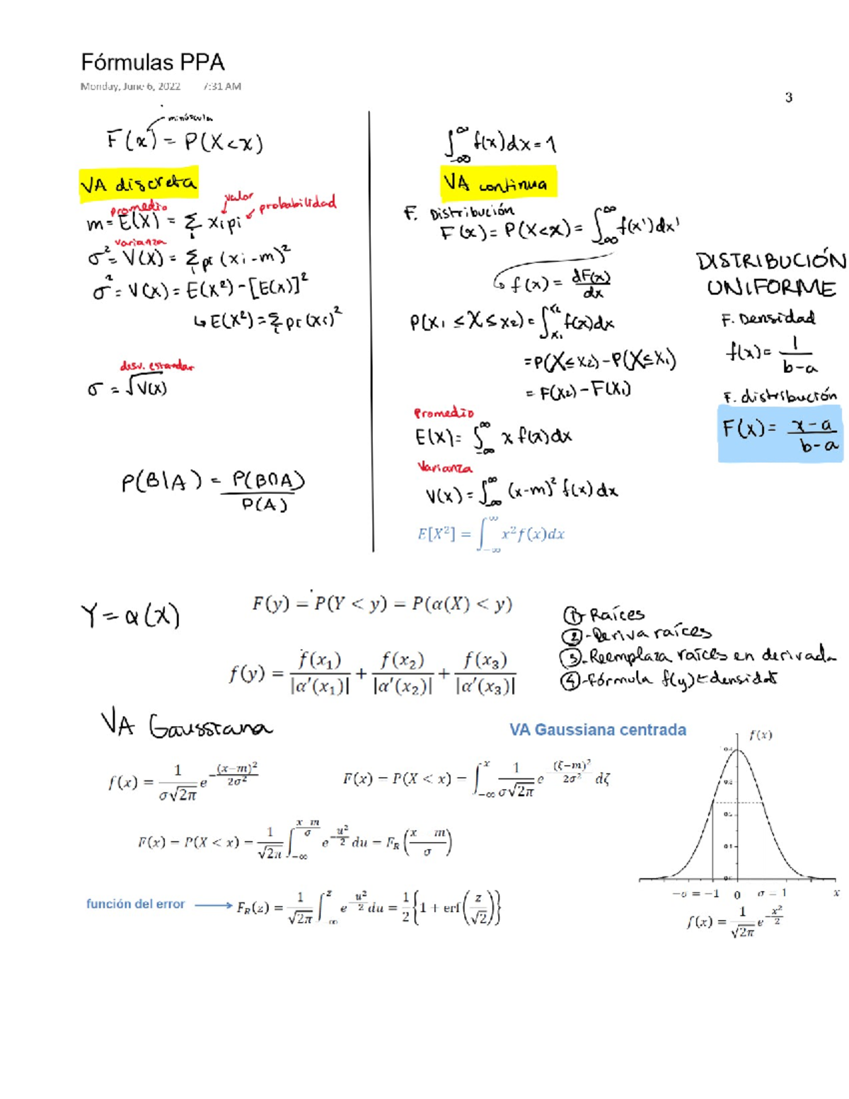 Formulas ppa - Probabilidad - Studocu