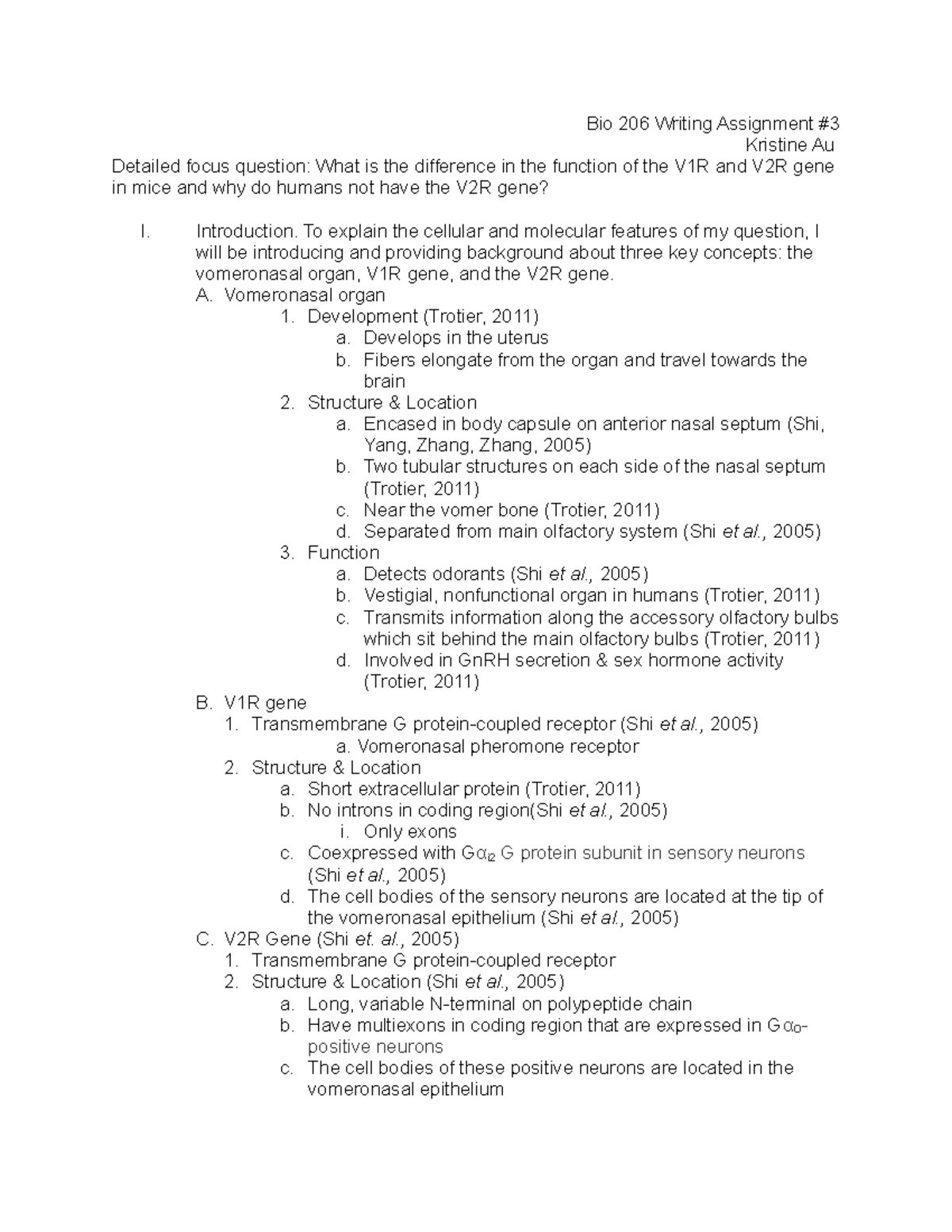 Bio Writing Assignment @3 - Bio 206 Writing Assignment # Kristine Au ...