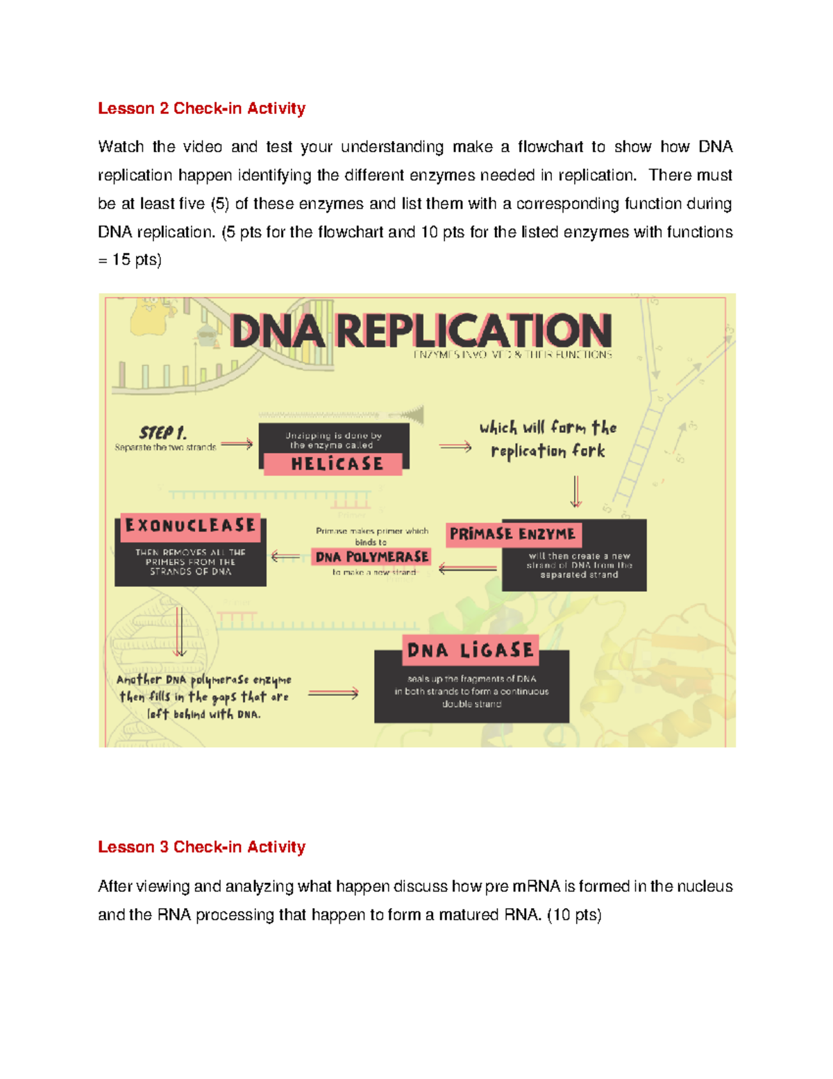 Genetics - DNA replication - Genetic code - Lesson 2 Check-in Activity ...