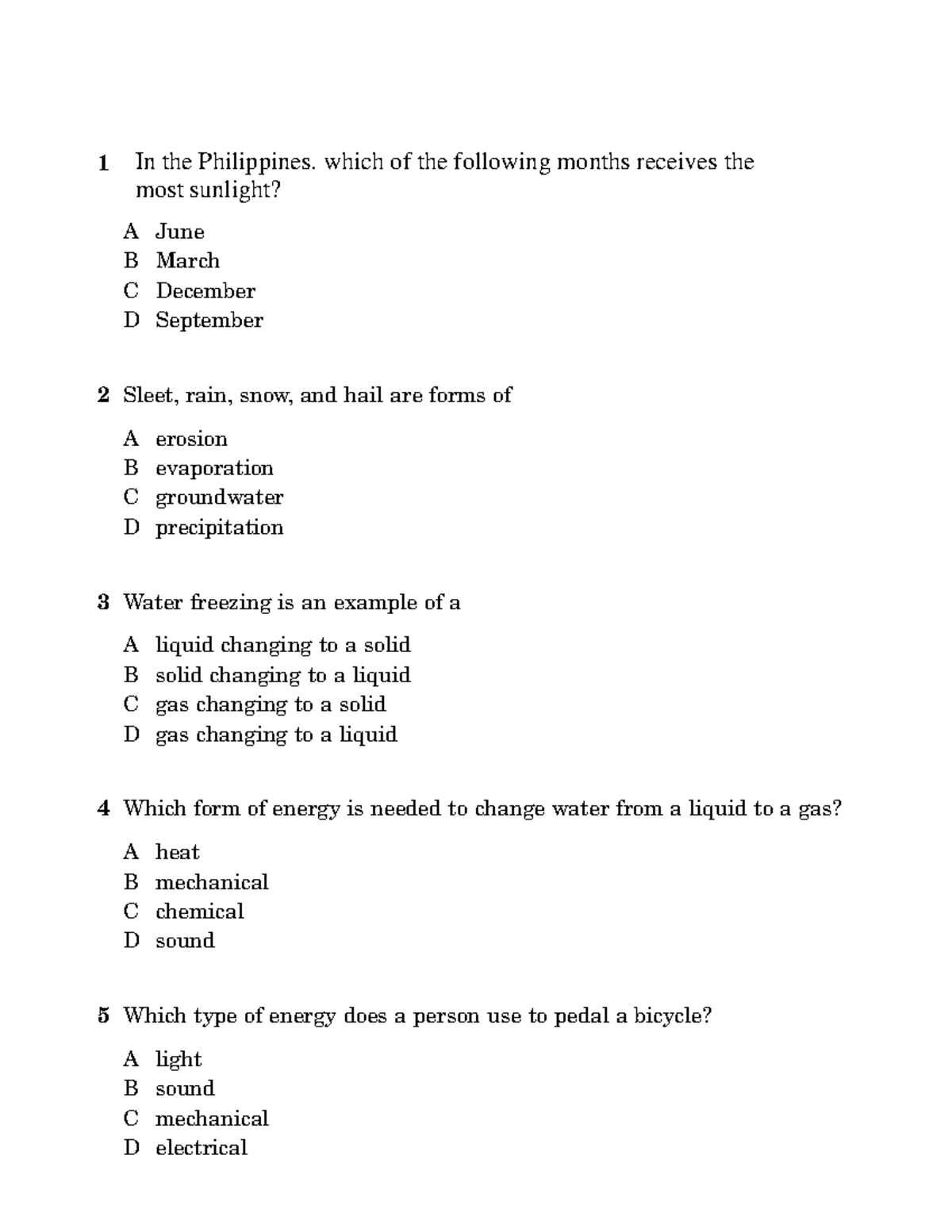 science grade school questions - Part I 1 In New York State, the ...