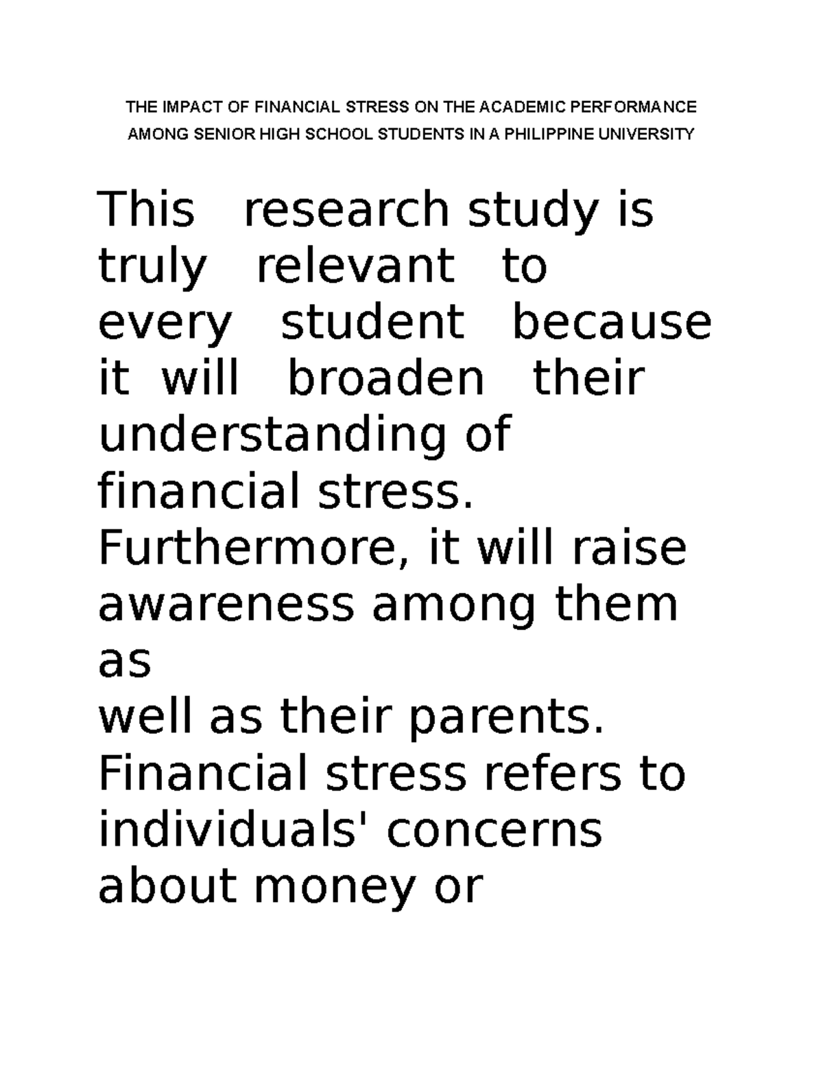 Research-Questionnaire - THE IMPACT OF FINANCIAL STRESS ON THE ACADEMIC ...