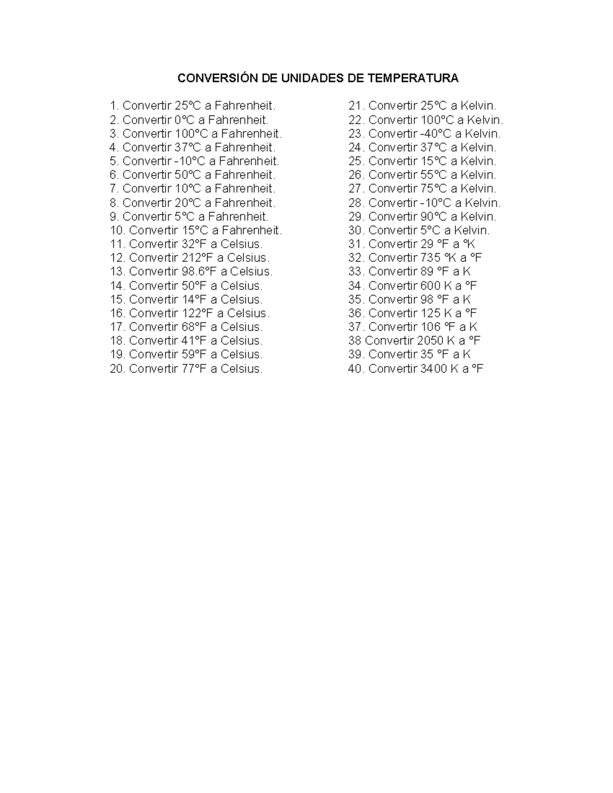 Conv Unid Temp - Ejercicios de conversión de unidades de temperatura ...